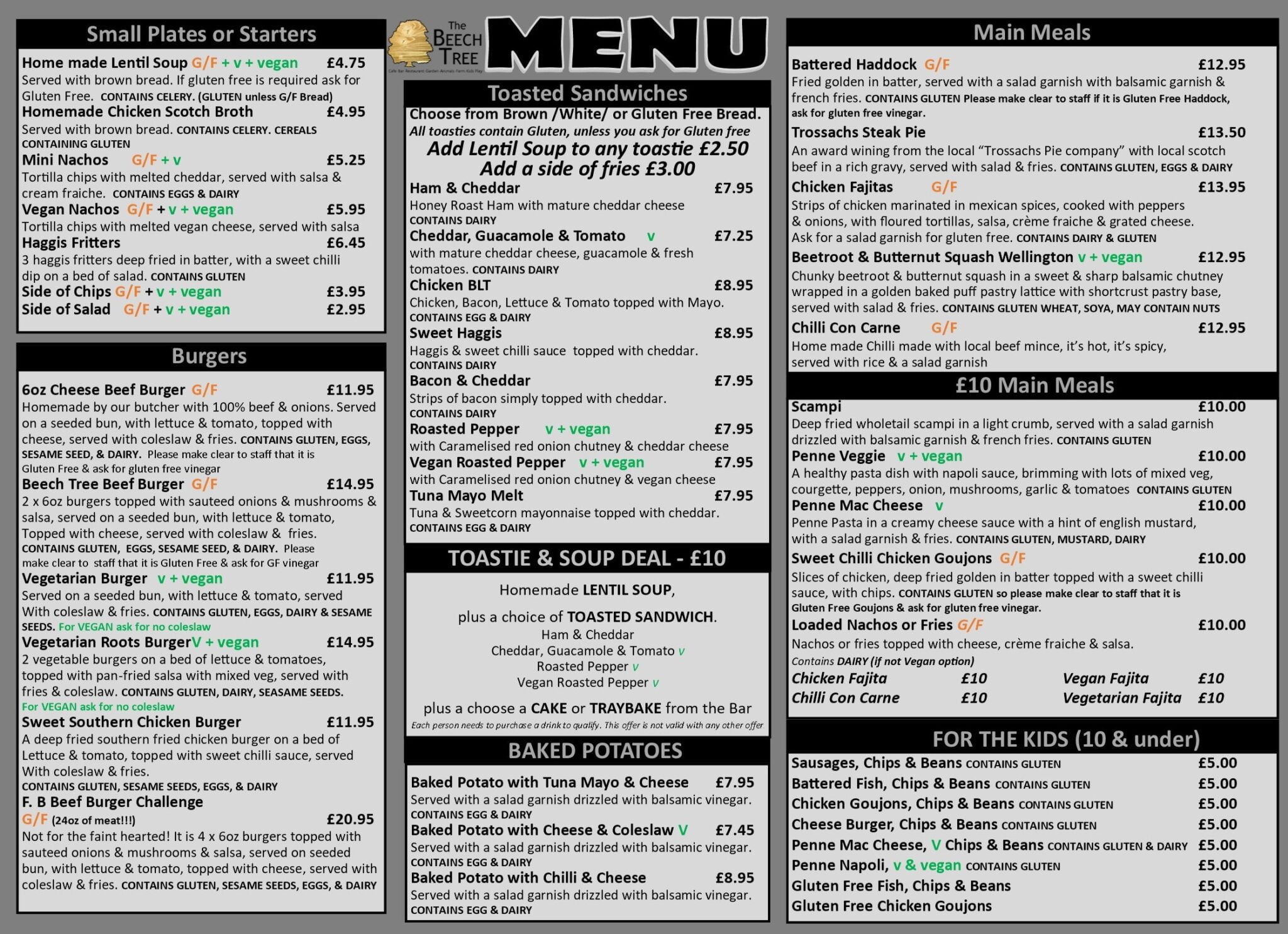 Our Food/Menus – The Beech Tree
